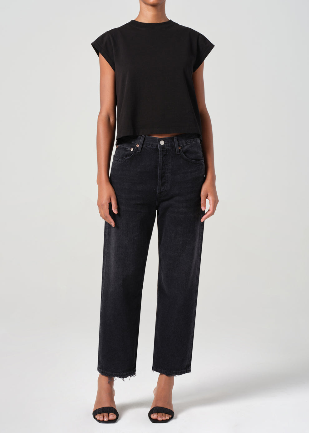 90's Crop Mid Rise Straight in Tar – AGOLDE