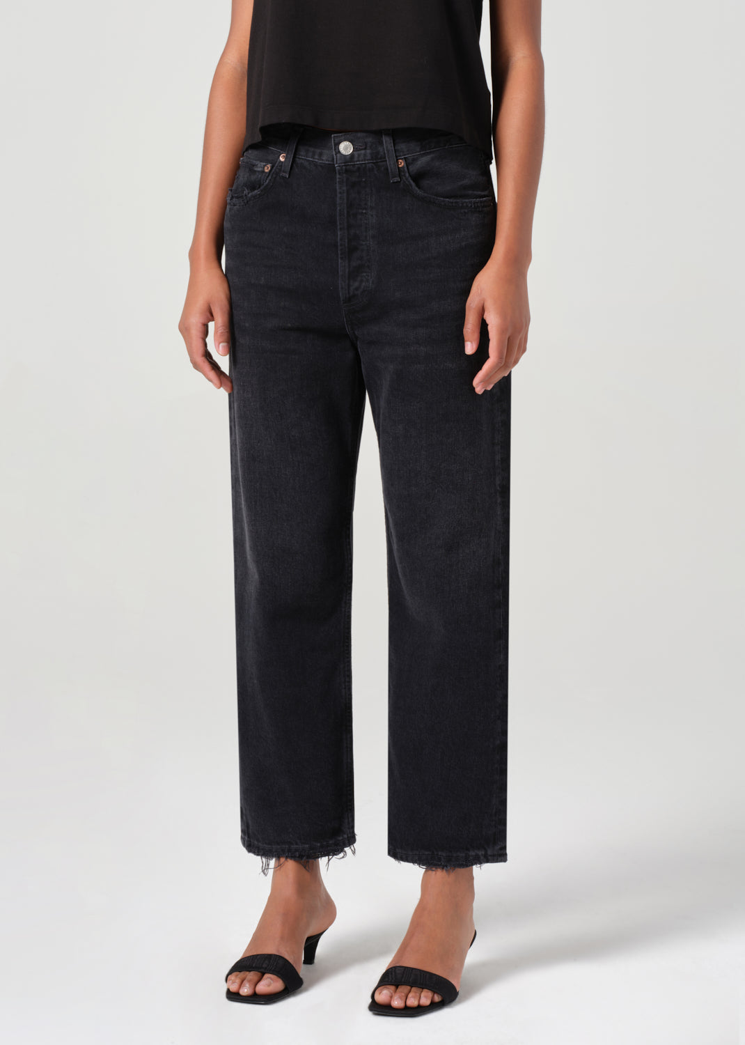 90's Crop Mid Rise Straight in Tar – AGOLDE
